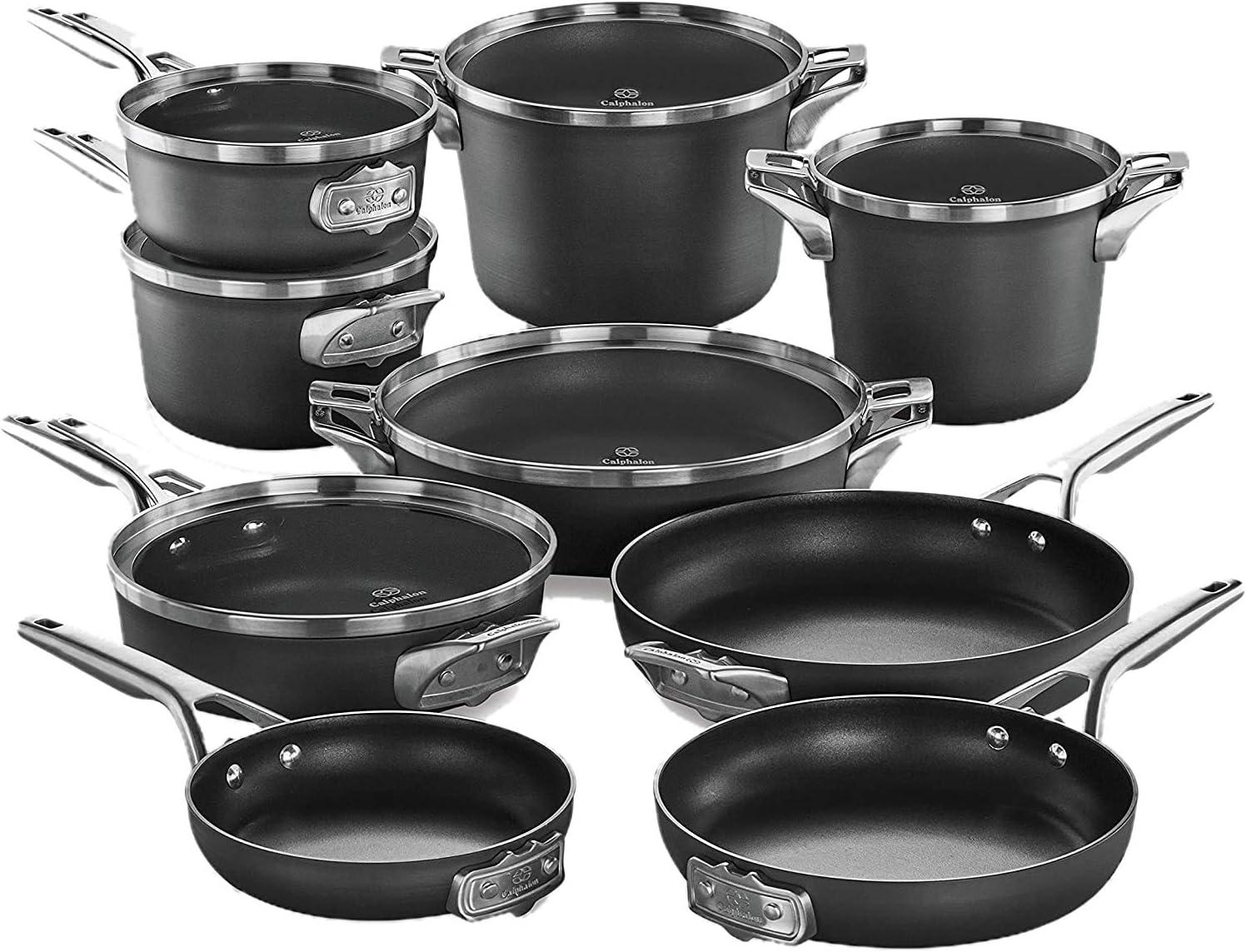 Calphalon 15-Piece Pots and Pans Set, Stackable Nonstick Kitchen ...