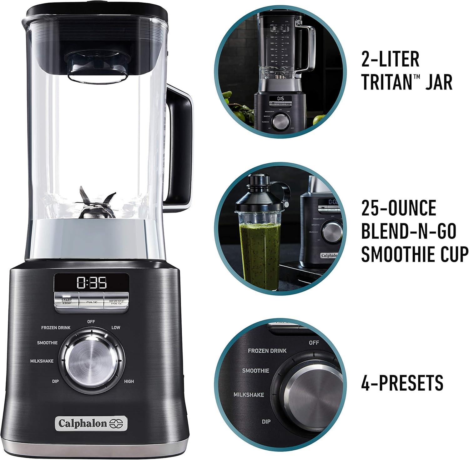 Calphalon Auto-Speed 68 Oz Blender with Blend-N-Go Smoothie Cup and BPA ...