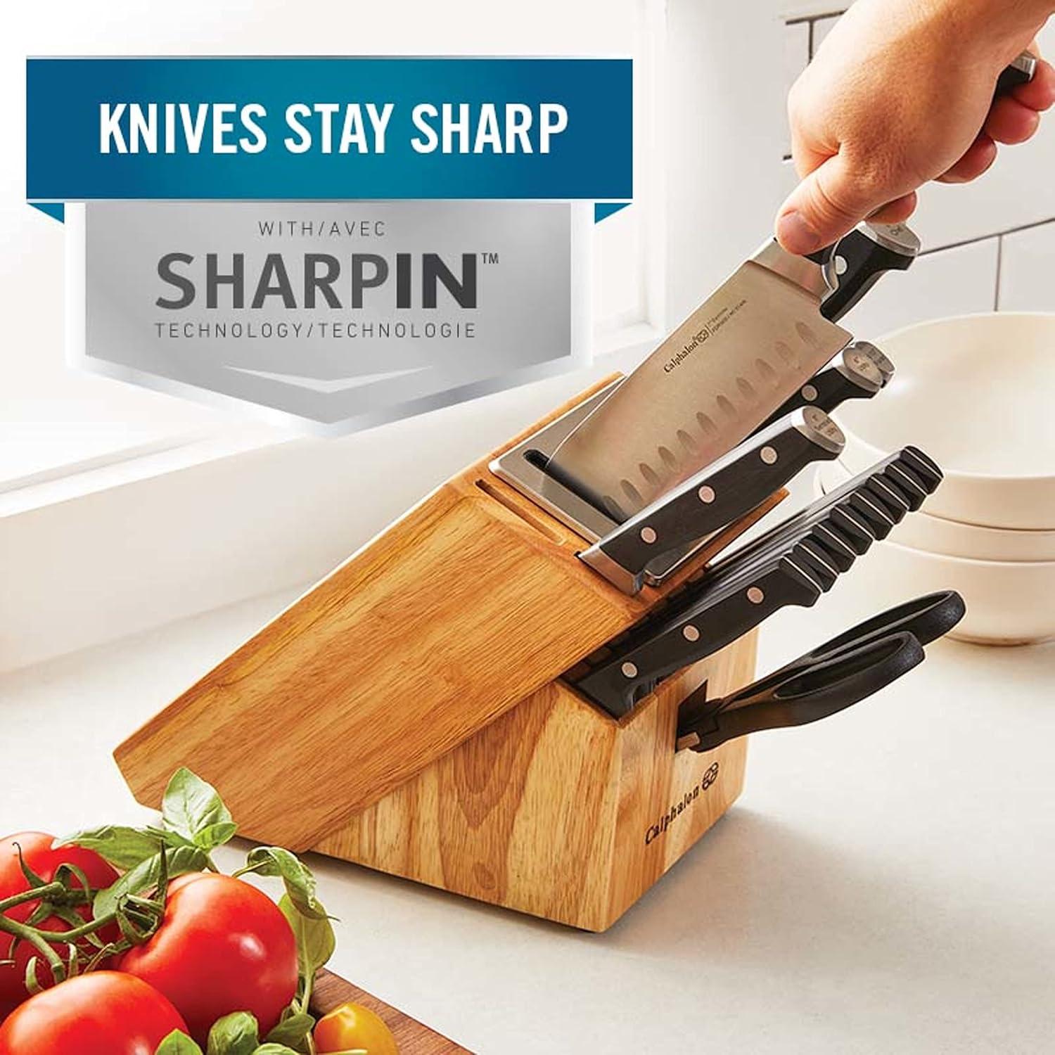 Calphalon Classic Self-Sharpening Cutlery Knife Block Set with SharpIN ...