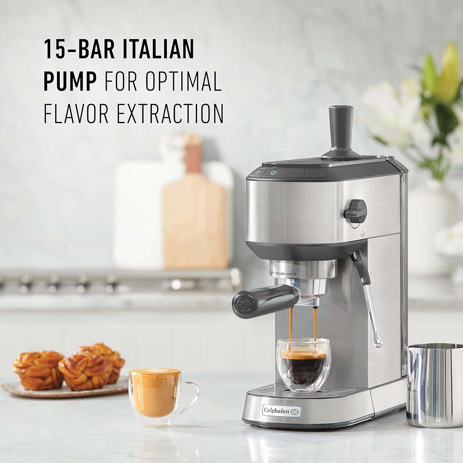 Calphalon Compact Espresso Machine, Home Espresso Machine with Milk ...