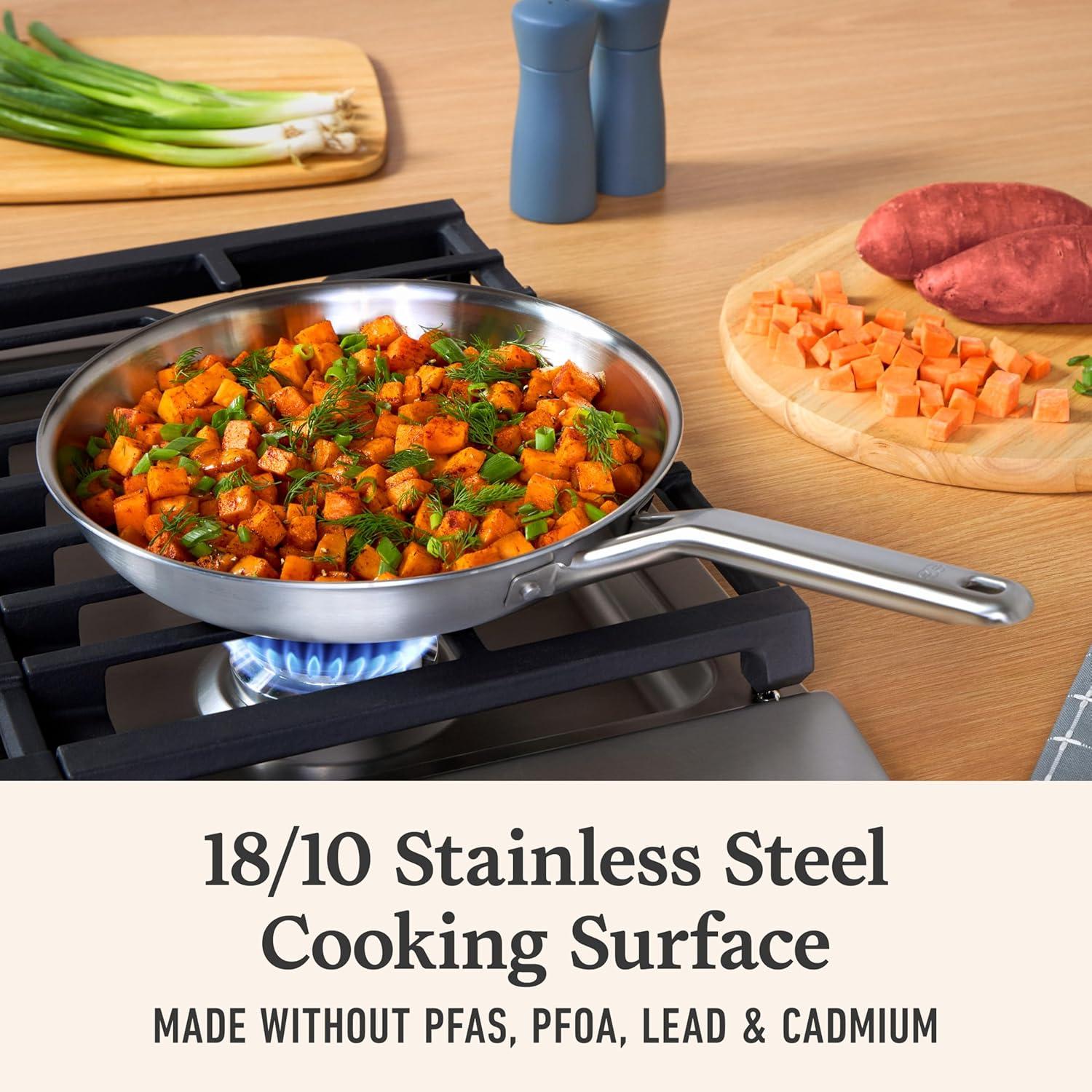 Calphalon Premier Brushed 5-Ply Stainless Steel Cookware Set w/Turbo Heat Tech 6 Piece Includes ...