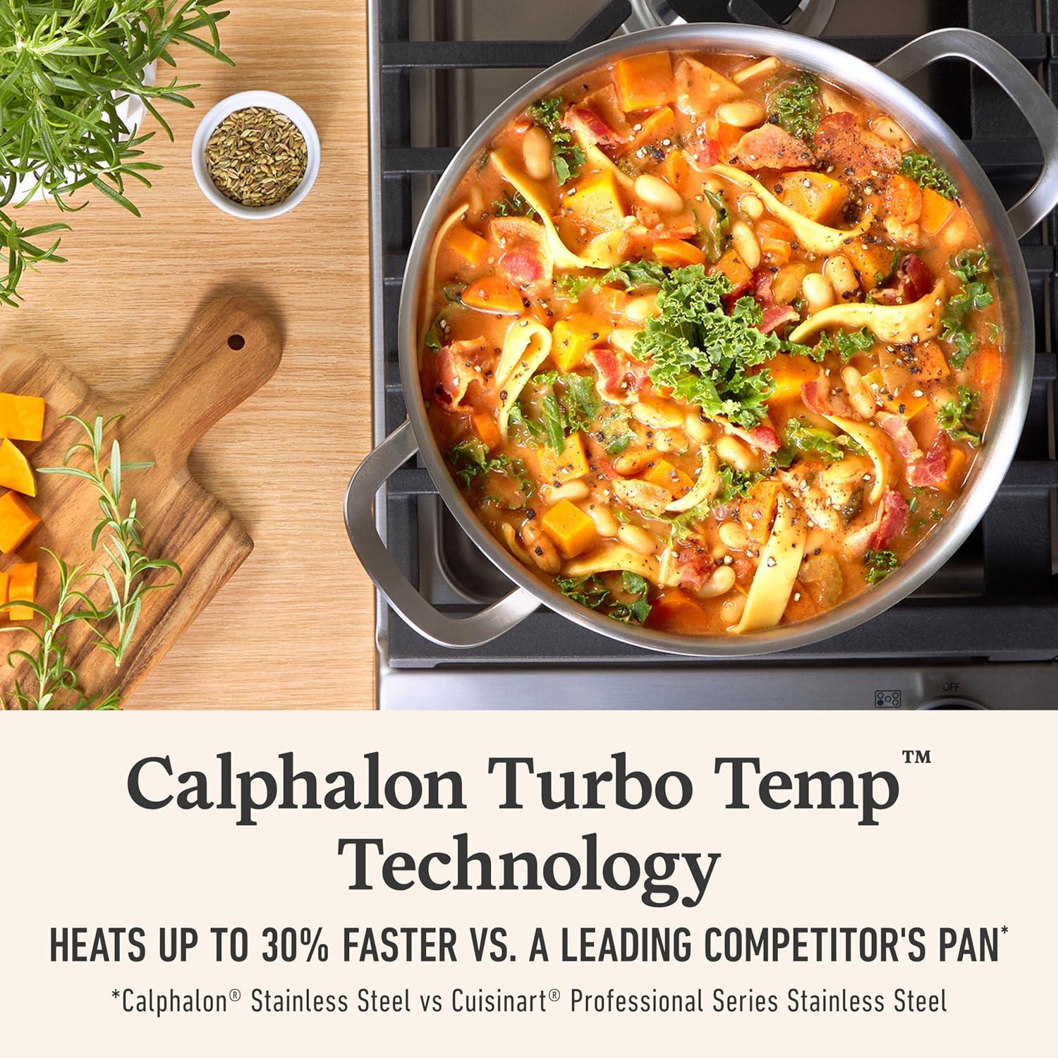 Calphalon Premier Brushed 5-Ply Stainless Steel Cookware Set w/Turbo ...