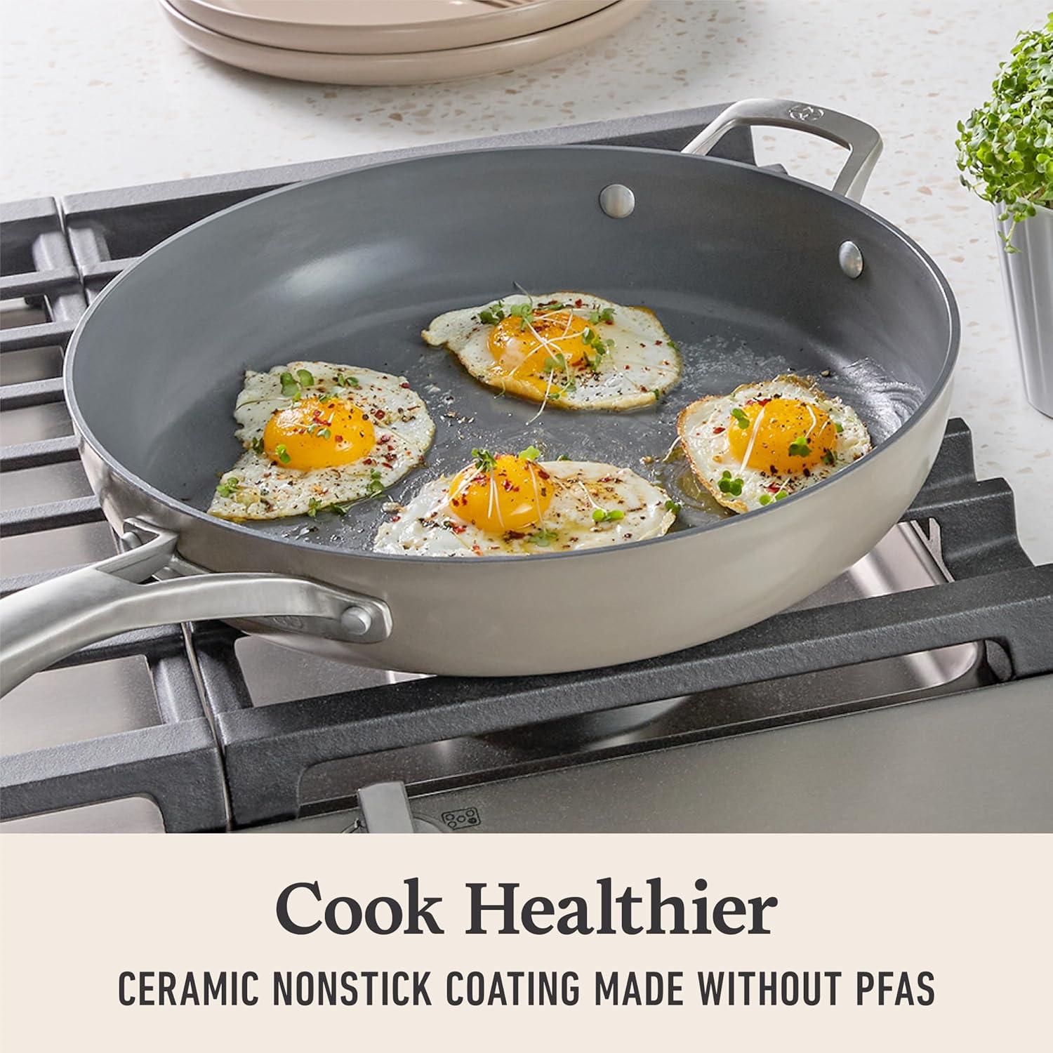 Calphalon® Premier Ceramic Nonstick 12″ Frying Pan with Lid, Mushroom ...