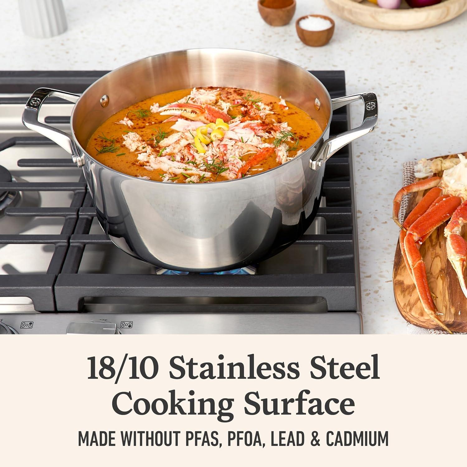 Calphalon Premier Polished 5-Ply Stainless Steel Cookware w/Turbo Heat Tech 2.5Qt Chef’s Pan ...