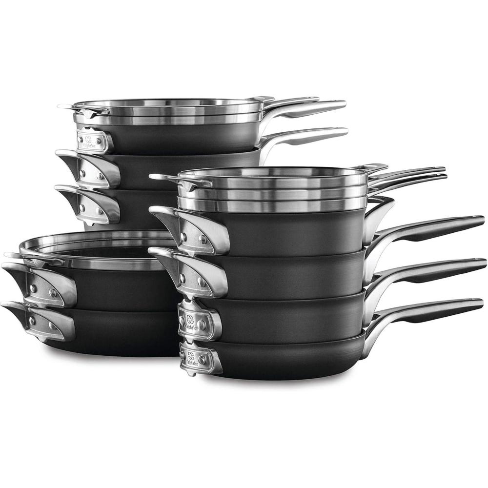 Calphalon 15-Piece Pots and Pans Set, Stackable Nonstick Kitchen ...
