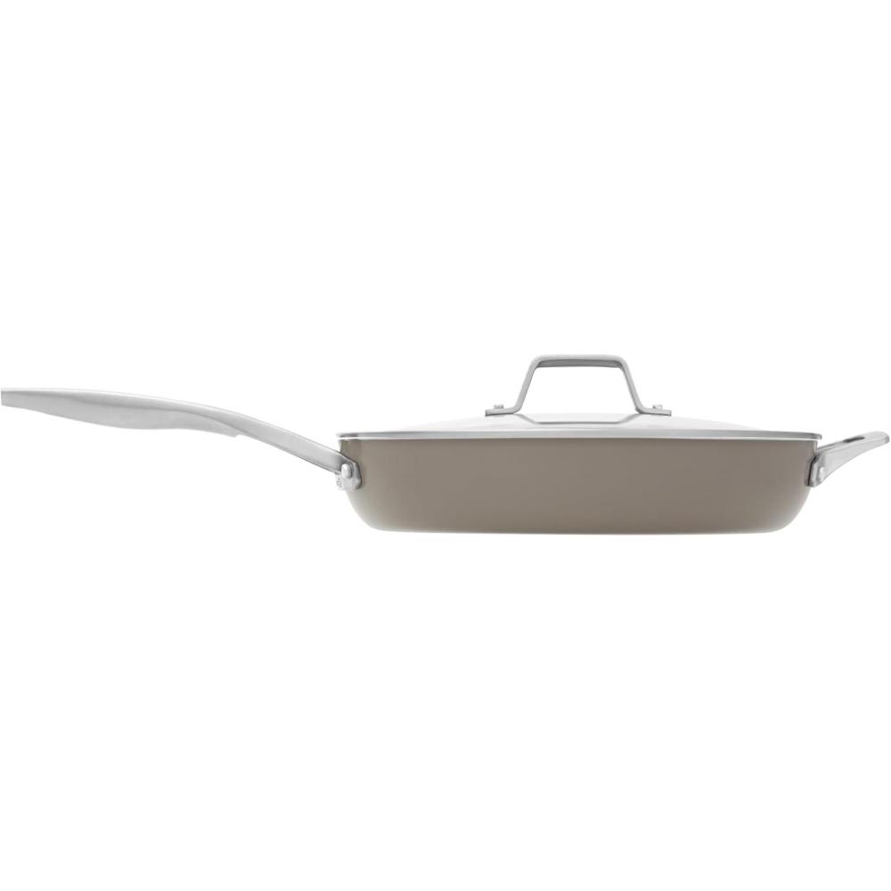 Calphalon® Premier Ceramic Nonstick 12″ Frying Pan with Lid, Mushroom ...